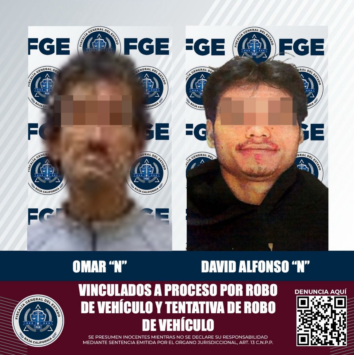 La FGE obtiene dos vinculaciones a proceso por robo equiparado de vehículo de motor